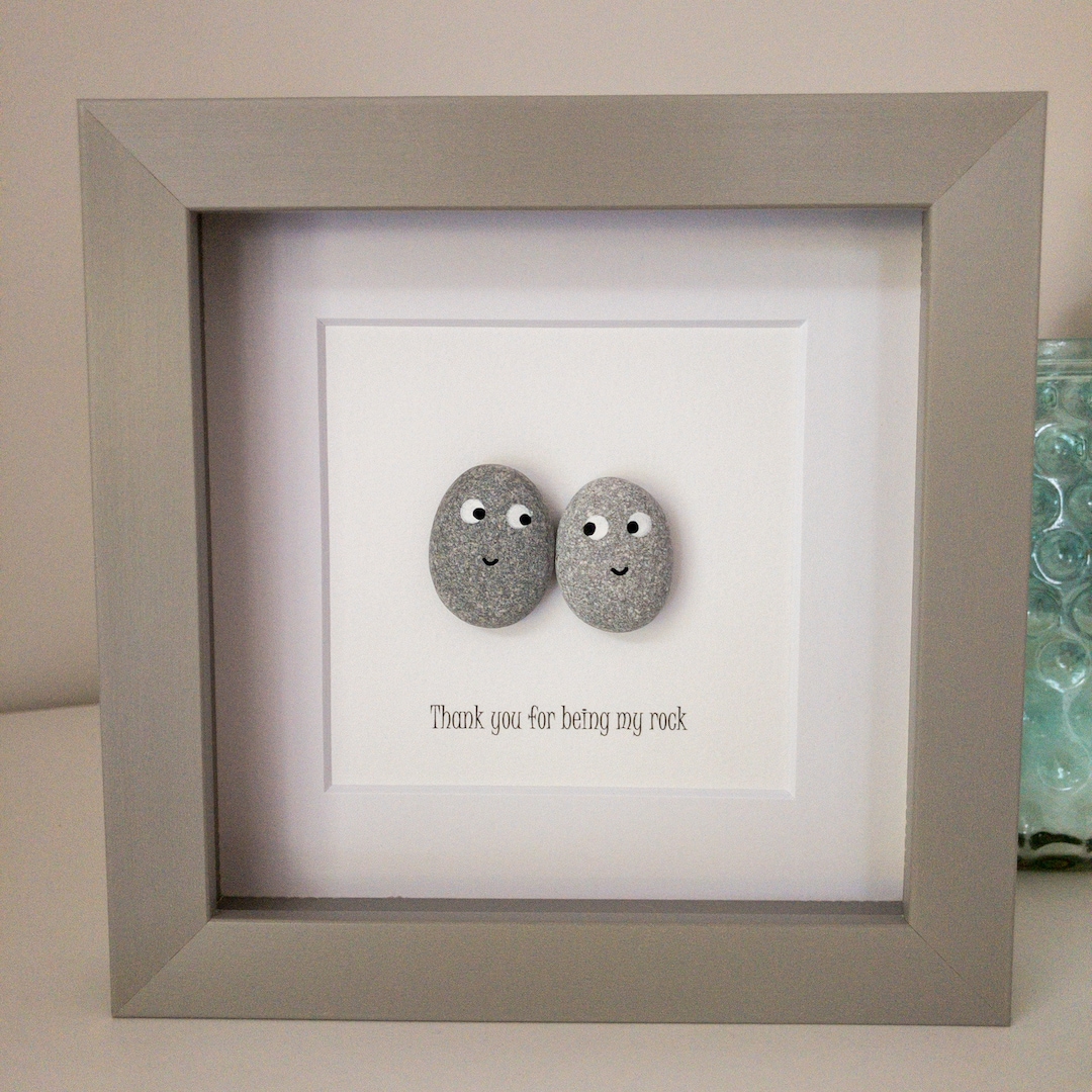 Thank You for Being My Rock - Pebble Art, Pebble Picture, Gift, Box ...