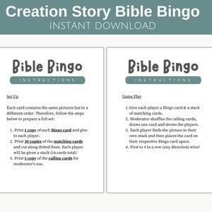 Creation Bingo Expanded Set, Bible Bingo for Toddlers, Genesis Sunday ...