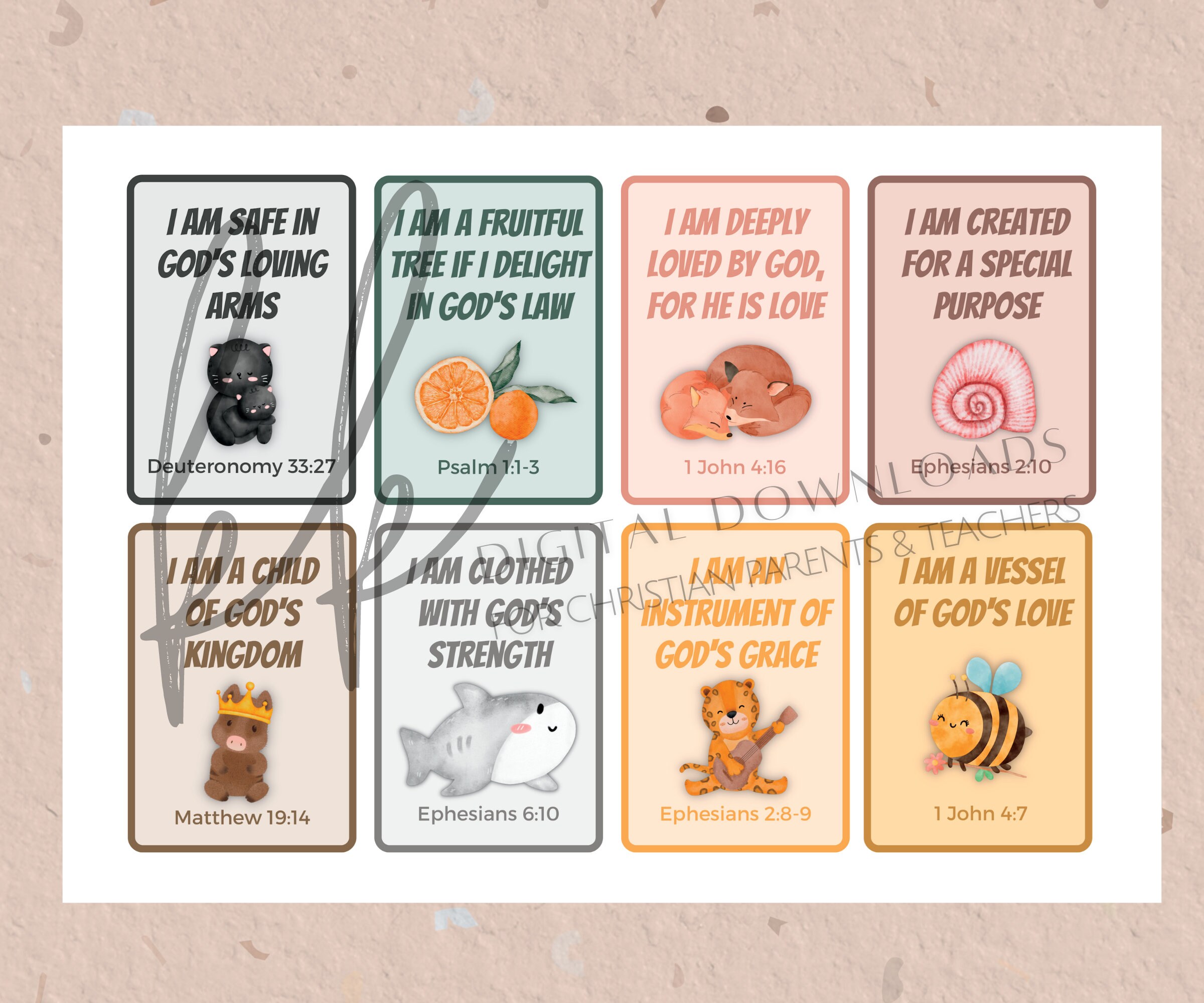 Biblical Affirmation Cards for Kids, Scripture Cards for Children ...