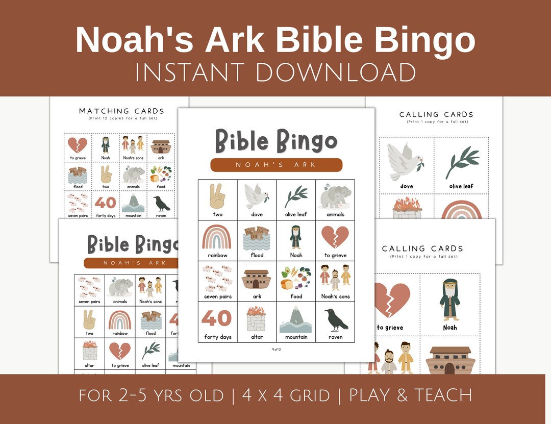 Noah's Ark Bingo Card, Bible Bingo for Toddlers, Genesis Sunday School ...