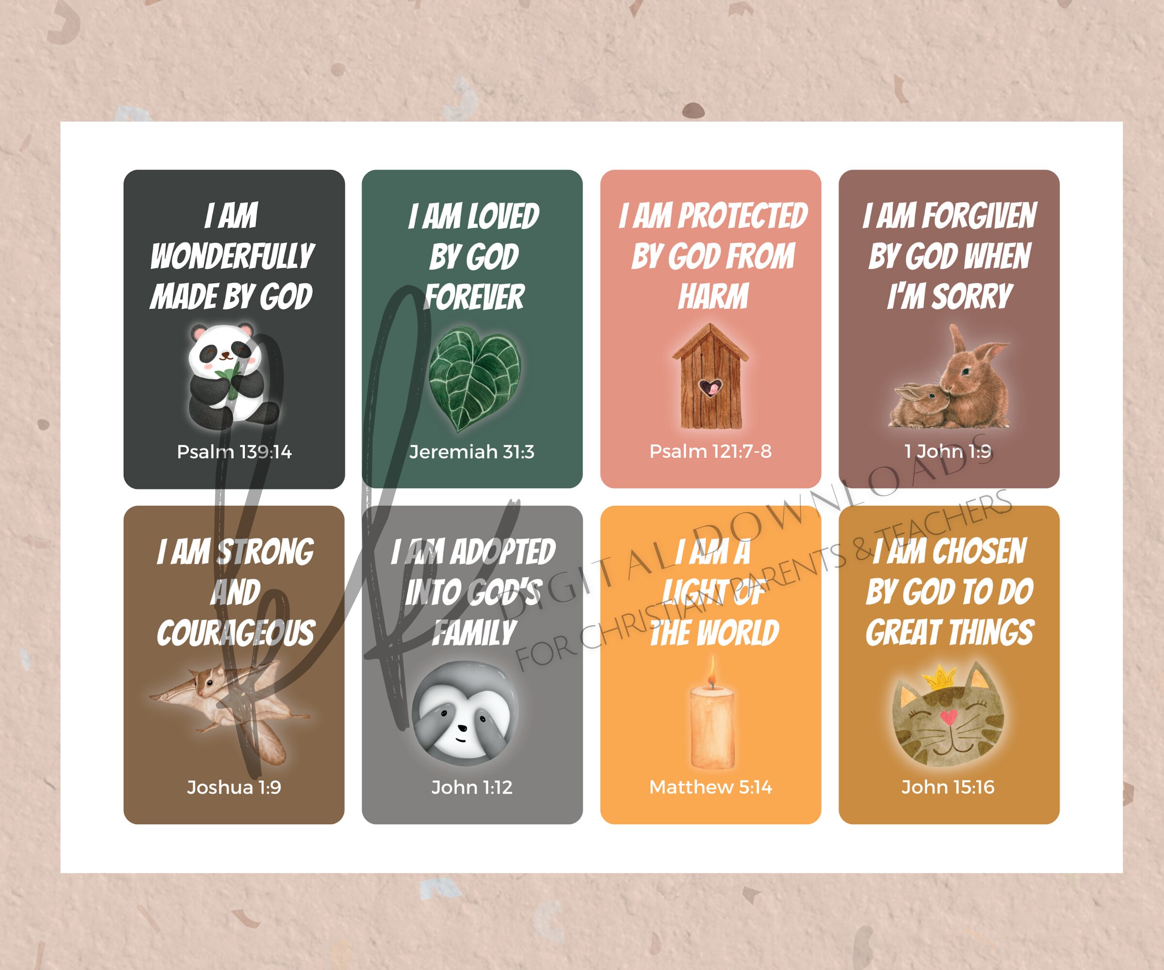 Biblical Affirmation Cards for Kids, Scripture Cards for Children ...