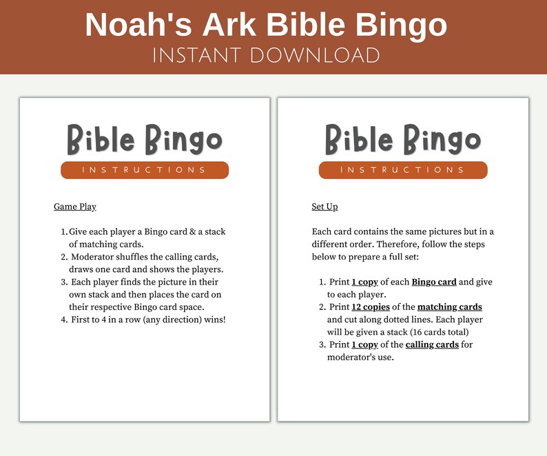 Noah's Ark Bingo Card, Bible Bingo for Toddlers, Genesis Sunday School ...