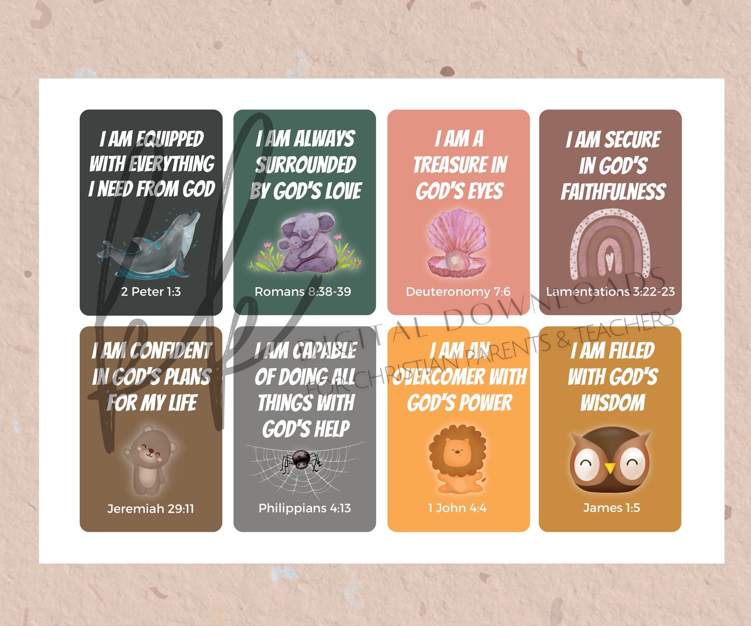 Biblical Affirmation Cards for Kids, Scripture Cards for Children ...