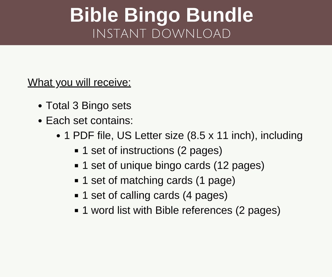 Bible Bingo Bundle Set, Bible Bingo for Toddlers, Sunday School ...