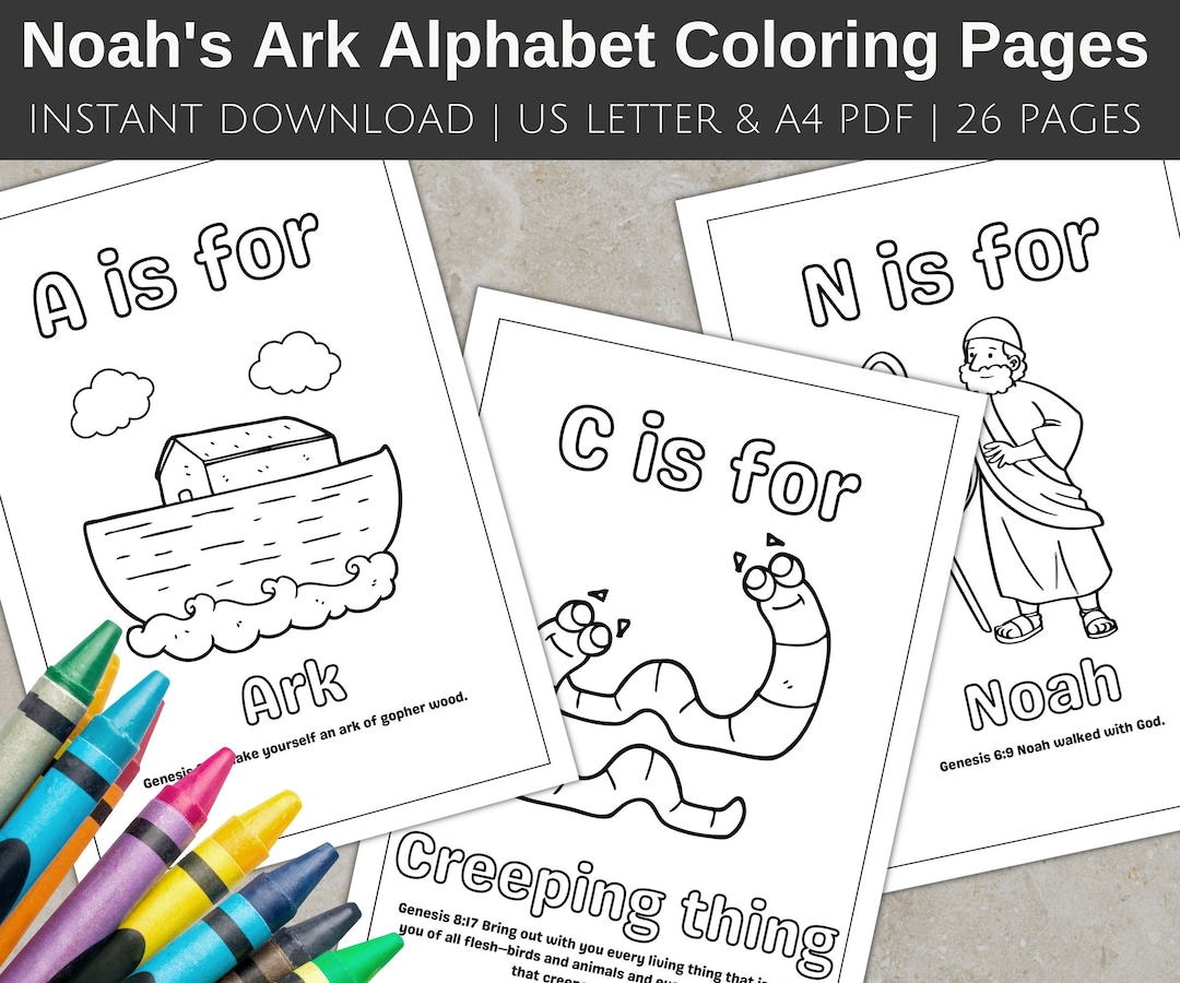 Coloring Pages for Kids Noah's Ark Alphabet Coloring - Etsy