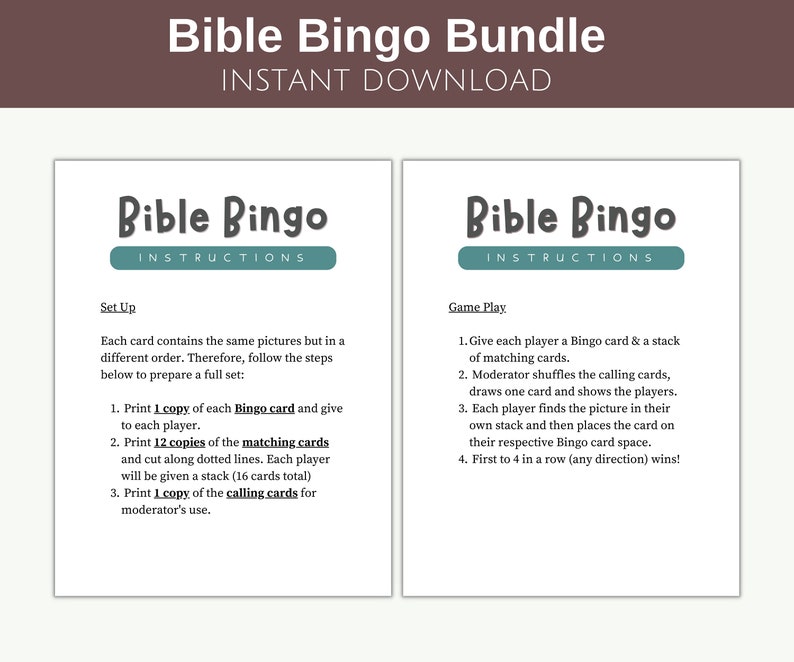 Bible Bingo Bundle Set, Bible Bingo for Toddlers, Sunday School ...