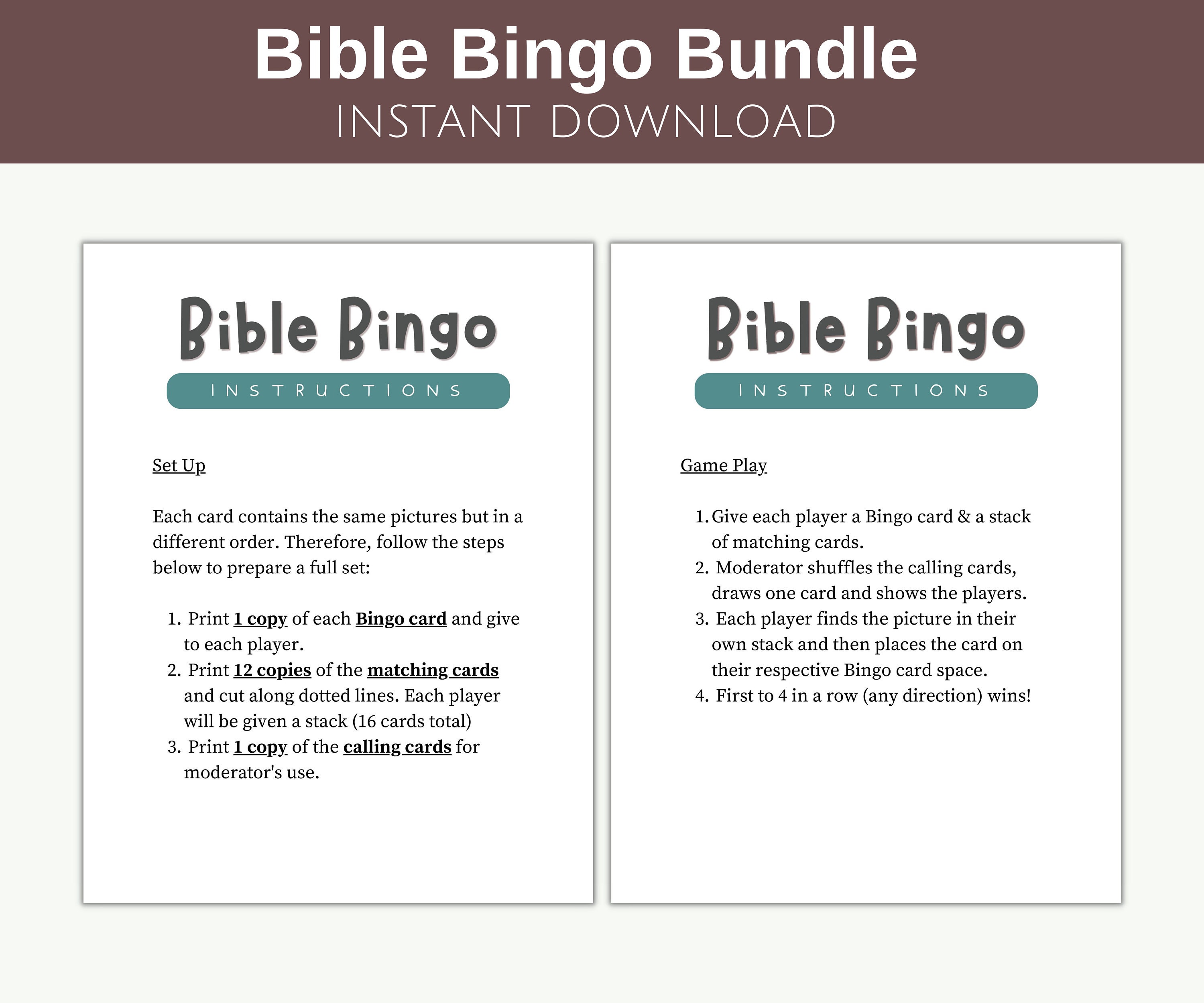 Bible Bingo Bundle Set, Bible Bingo for Toddlers, Sunday School ...