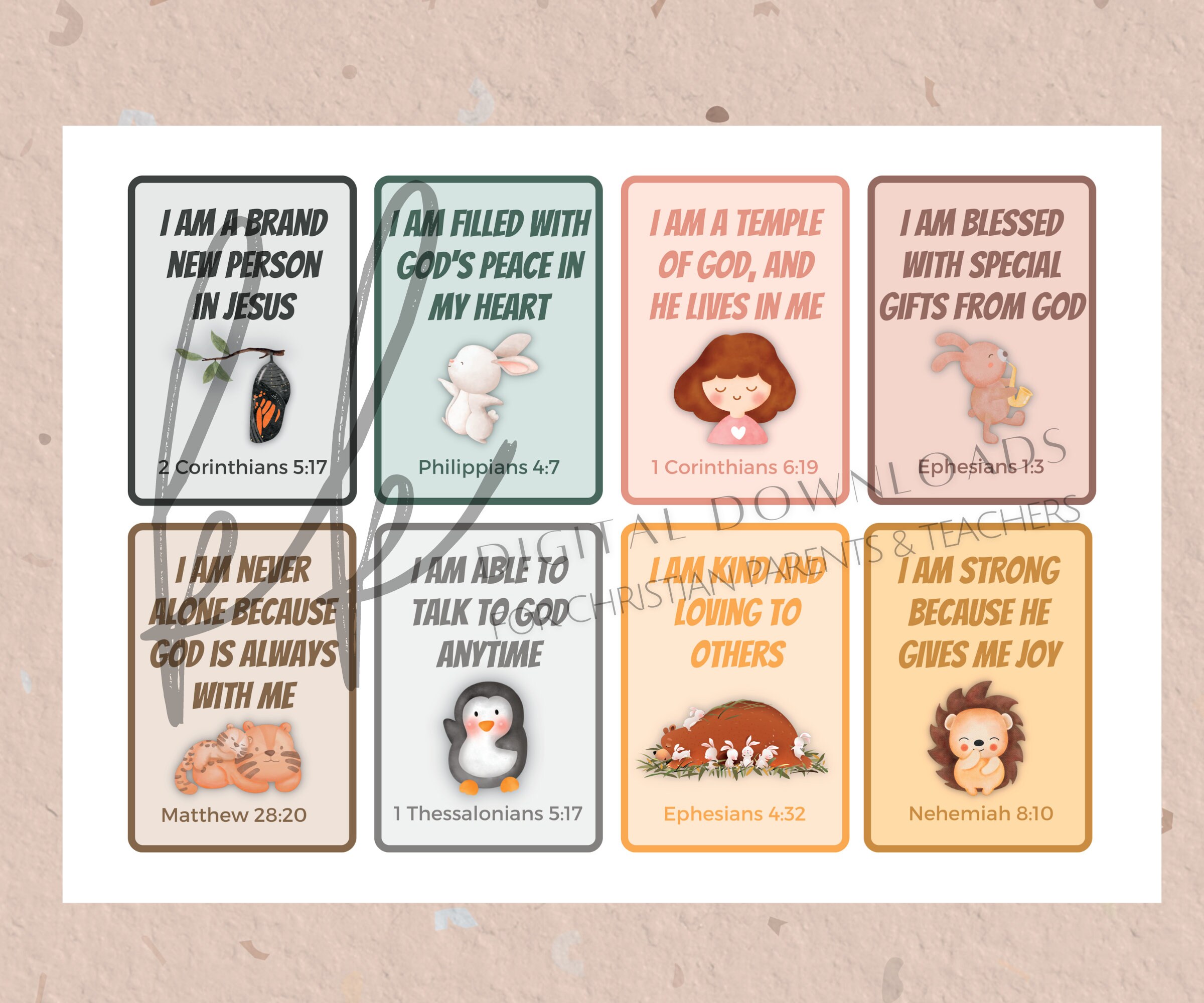 Biblical Affirmation Cards for Kids, Scripture Cards for Children ...