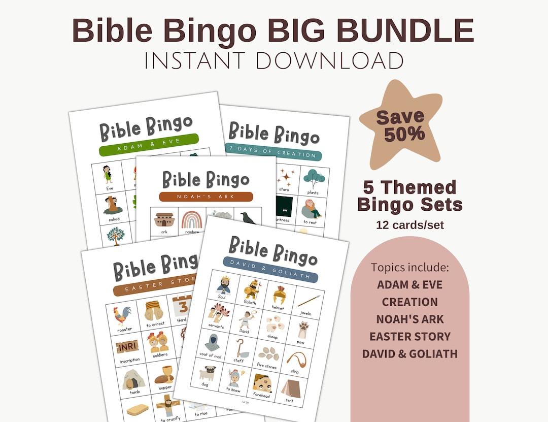 Bible Bingo BIG BUNDLE, Sunday School Lesson for Toddlers, Bible ...