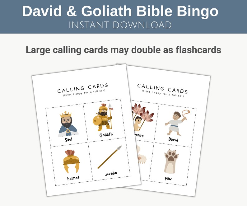 David & Goliath Bible Bingo, Bible Bingo for Preschoolers, Sunday ...