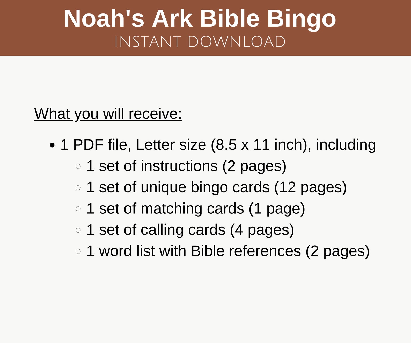 Noah's Ark Bingo Card, Bible Bingo for Toddlers, Genesis Sunday School ...