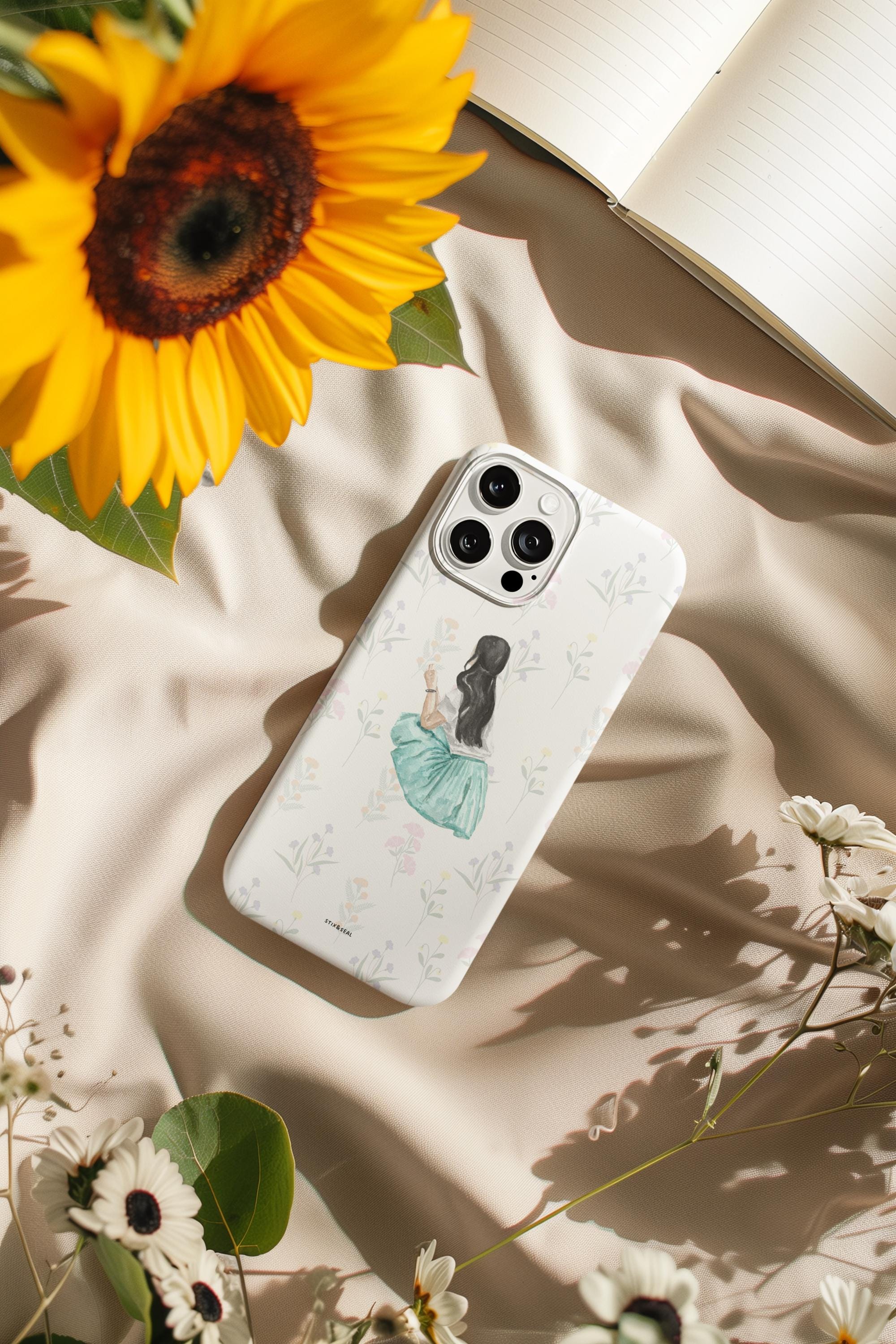 Slim Phone Cases - Girl With Aesthetic Leaves and Flowers Design ...