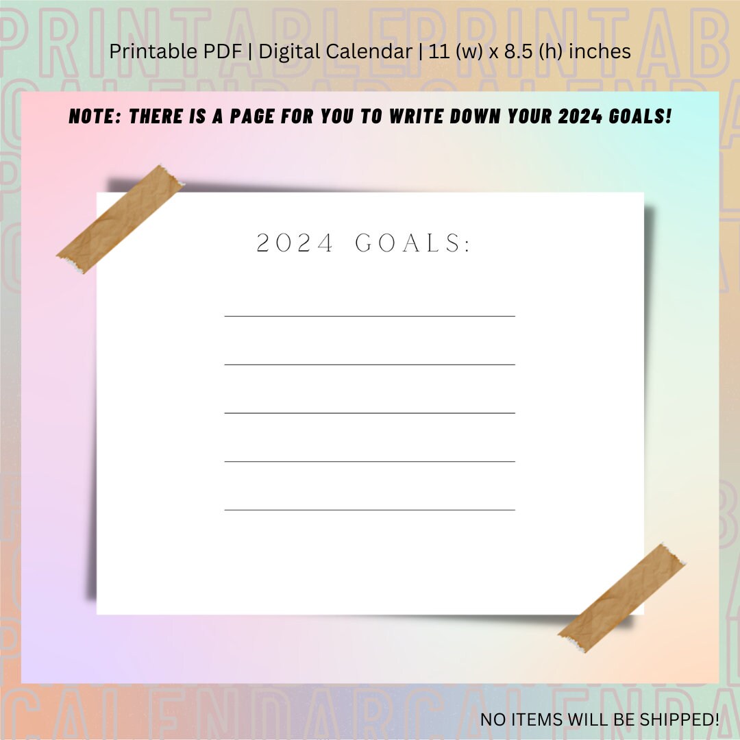 2024 Blank Printable minimalist Calendar - Etsy