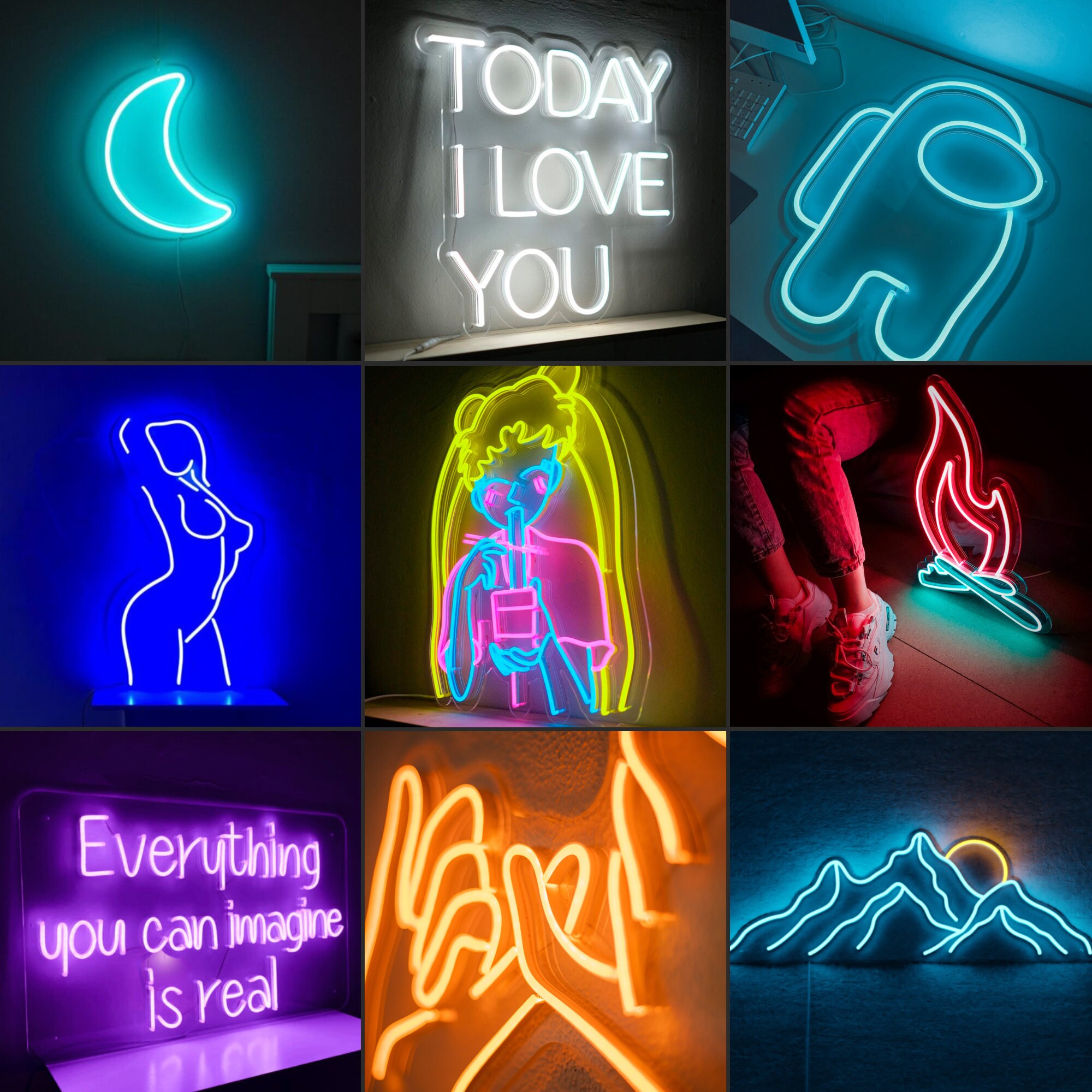 Mountain Neon Sign, Mountain LED Sign, Mountain Wall Art Neon, LED Neon ...