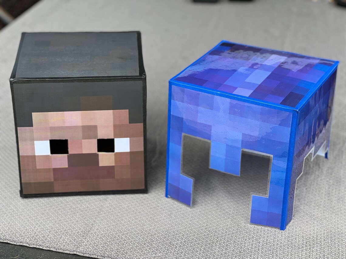 Printable Steve Head With Netherite Helmet DIY Kids Party - Etsy