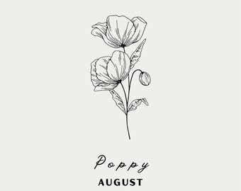 Digital Birth Month Flower Print August Birth Flower Digital Print ...