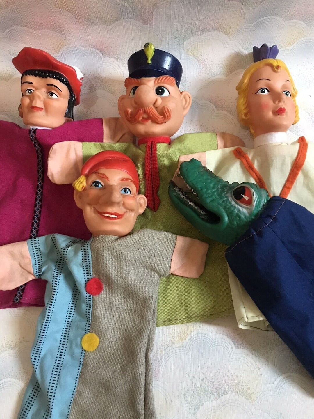 Vintage Hand Puppets Punch & Judy Vinyl Rubber Head X 5 Including ...