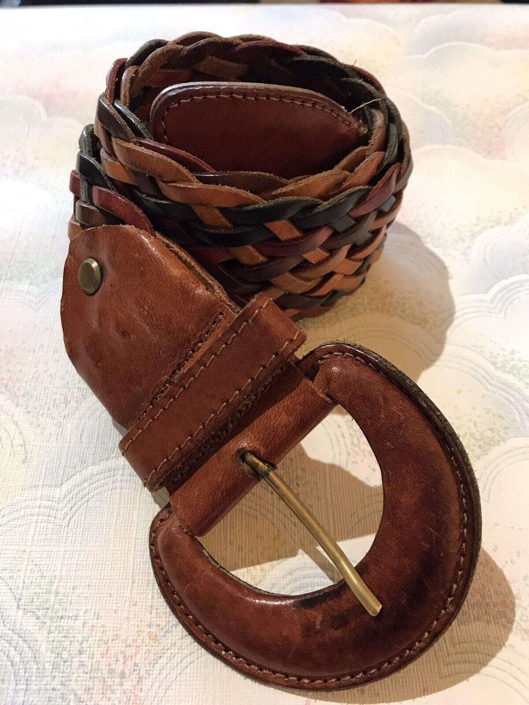 Vintage Belt 00s Y2K Multi Colour Plaited Leather Size Small 41 Long - Etsy