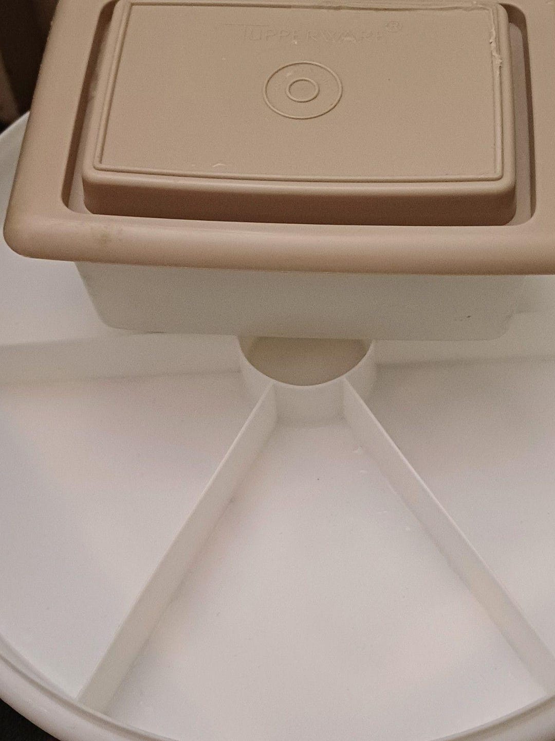 Tupperware Tubs Vintage 70s White Divided Party Susan & Small Brown ...
