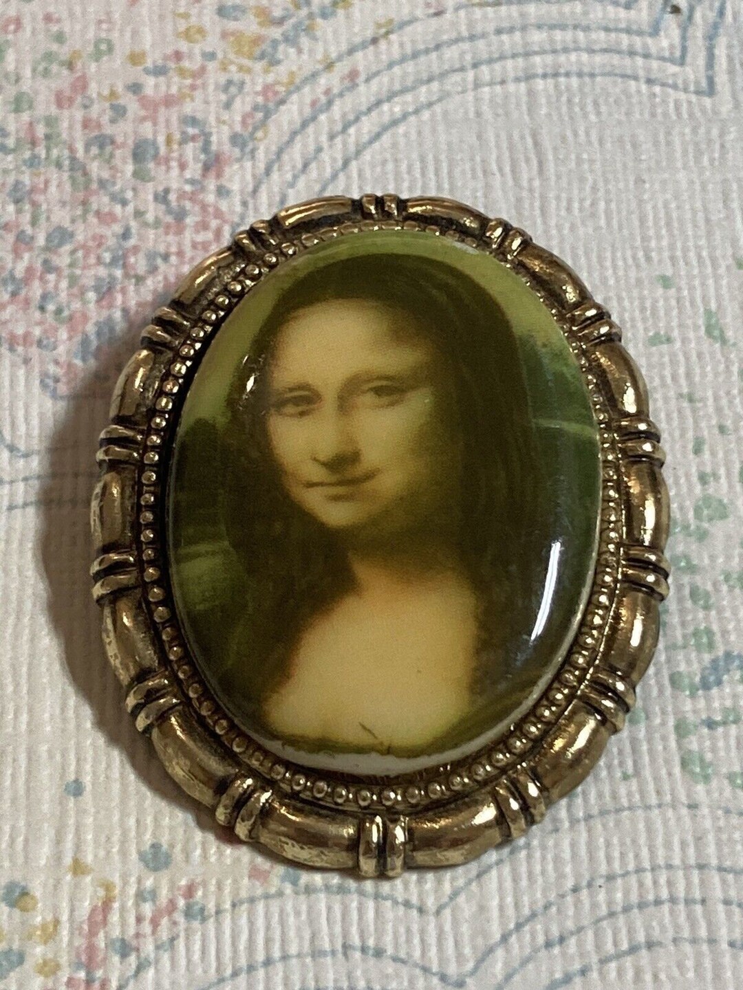Vintage Brooch 1970s Mona Lisa Oval Ceramic Cameo Pin 4cm X 3cm - Etsy