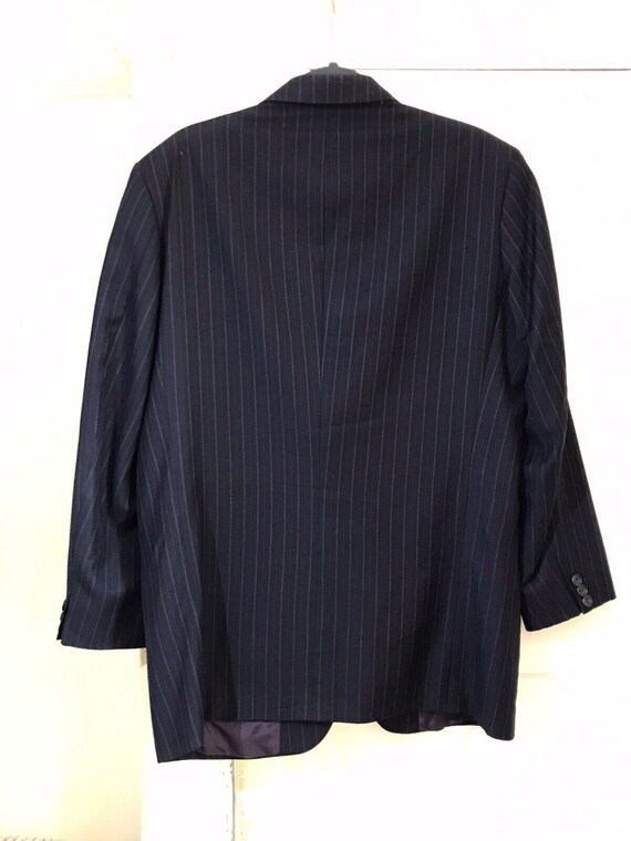 St Michael Suit Vintage 90s 2 Piece Navy Blue Pinstripe 100 Wool Size Medium