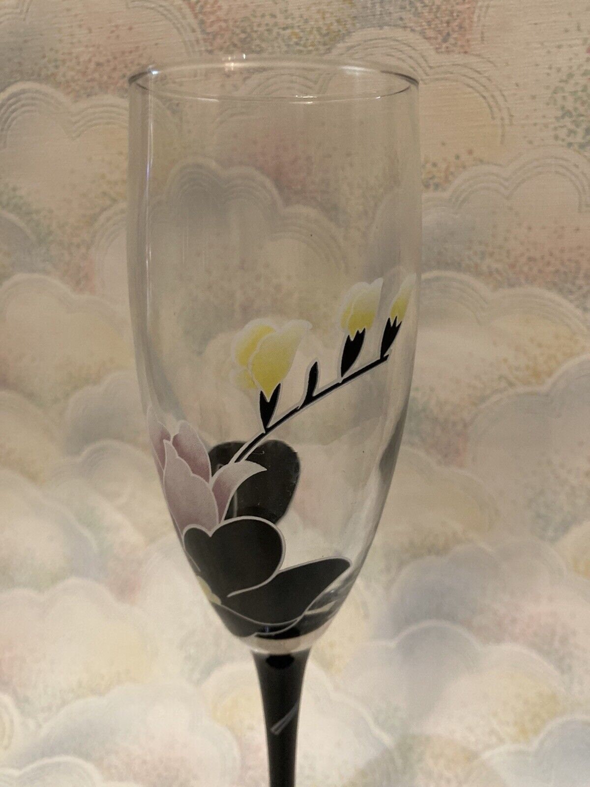Luminarc Glasses X 4 Vtg 80s Domino Anais Black Stem Champagne Flutes 9 ...