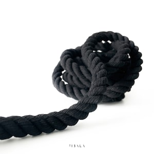 Twisted Black Cotton Rope 20mm, Premium Macrame Crafting Cord, Natural ...