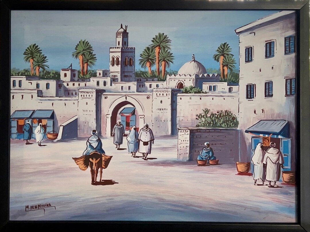 Original Framed Oil Painting Souk Old City of Fes Morocco Fez Medina ...