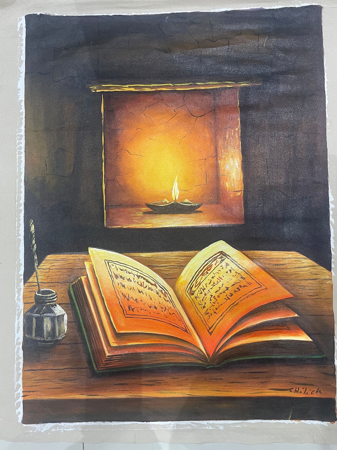Original Oil Painting Holy Quran Handmade Painting Arabic Writing ...