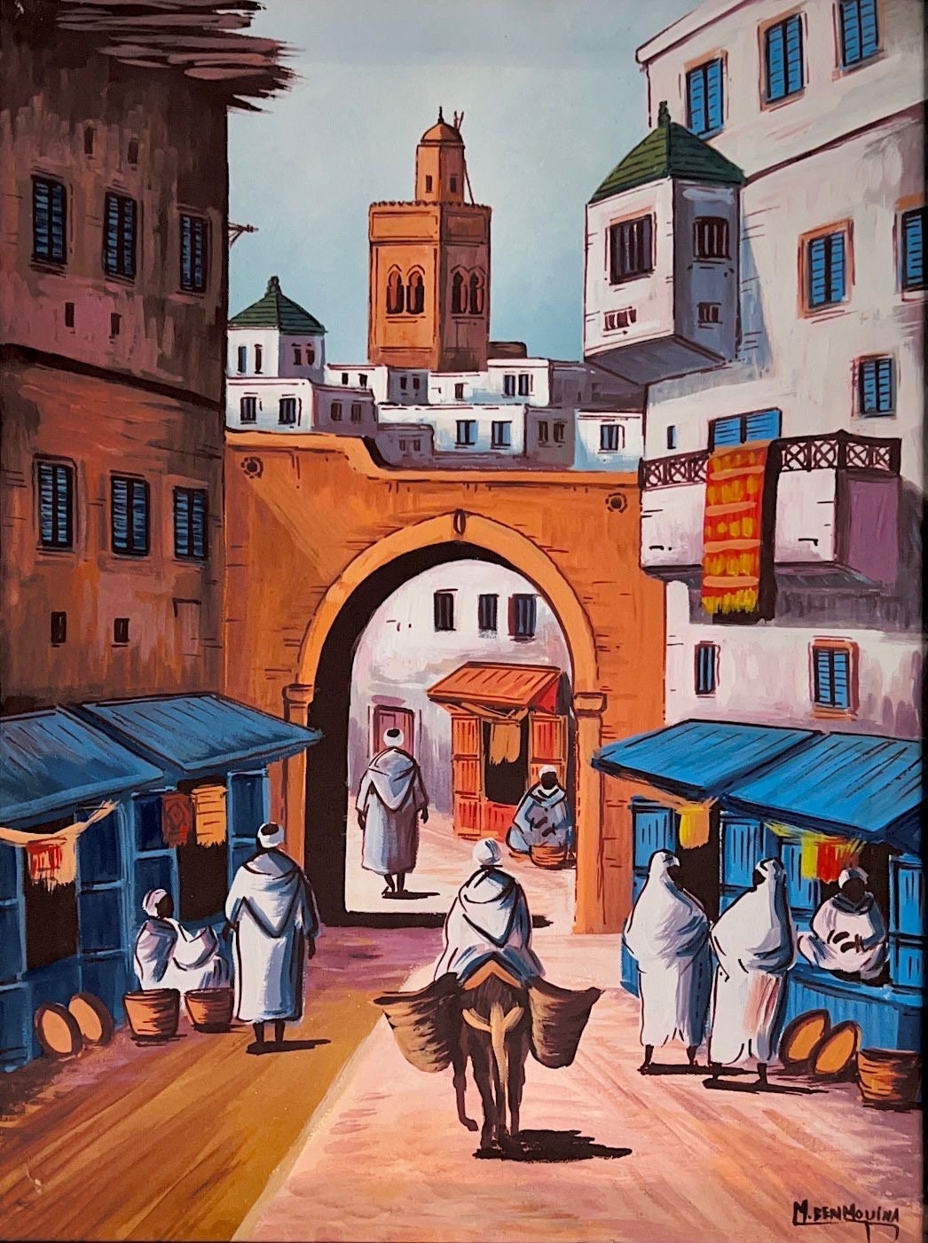 Original Framed Oil Painting Casablanca Morocco Old Medina Habouss ...