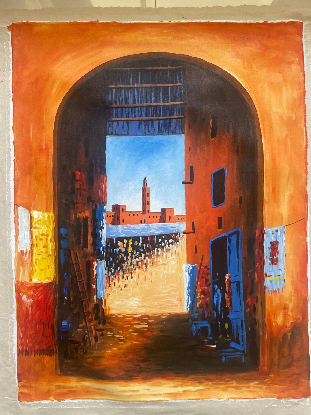 Marrakech Original Oil Painting Old Souk Ancient Medina Handmade Oil on ...