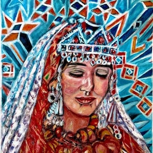 Handmade Berber Woman Oil Painting: Moroccan Amazigh Portrait - Etsy