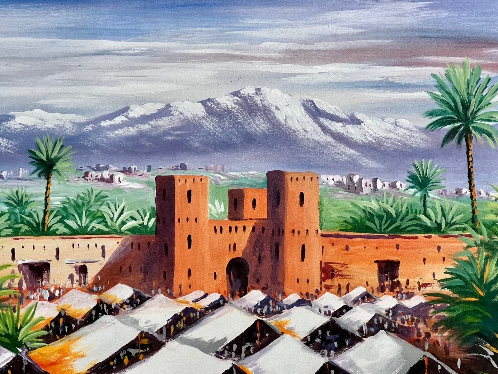 Original Oil Painting Atlas Mountains Kasabah Skoura Ouarzazate Morocco ...