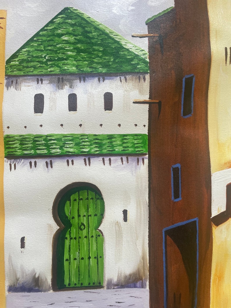 Fes Medina Oil Painting: Moroccan Souk Art, Signed Original (25x30 In ...