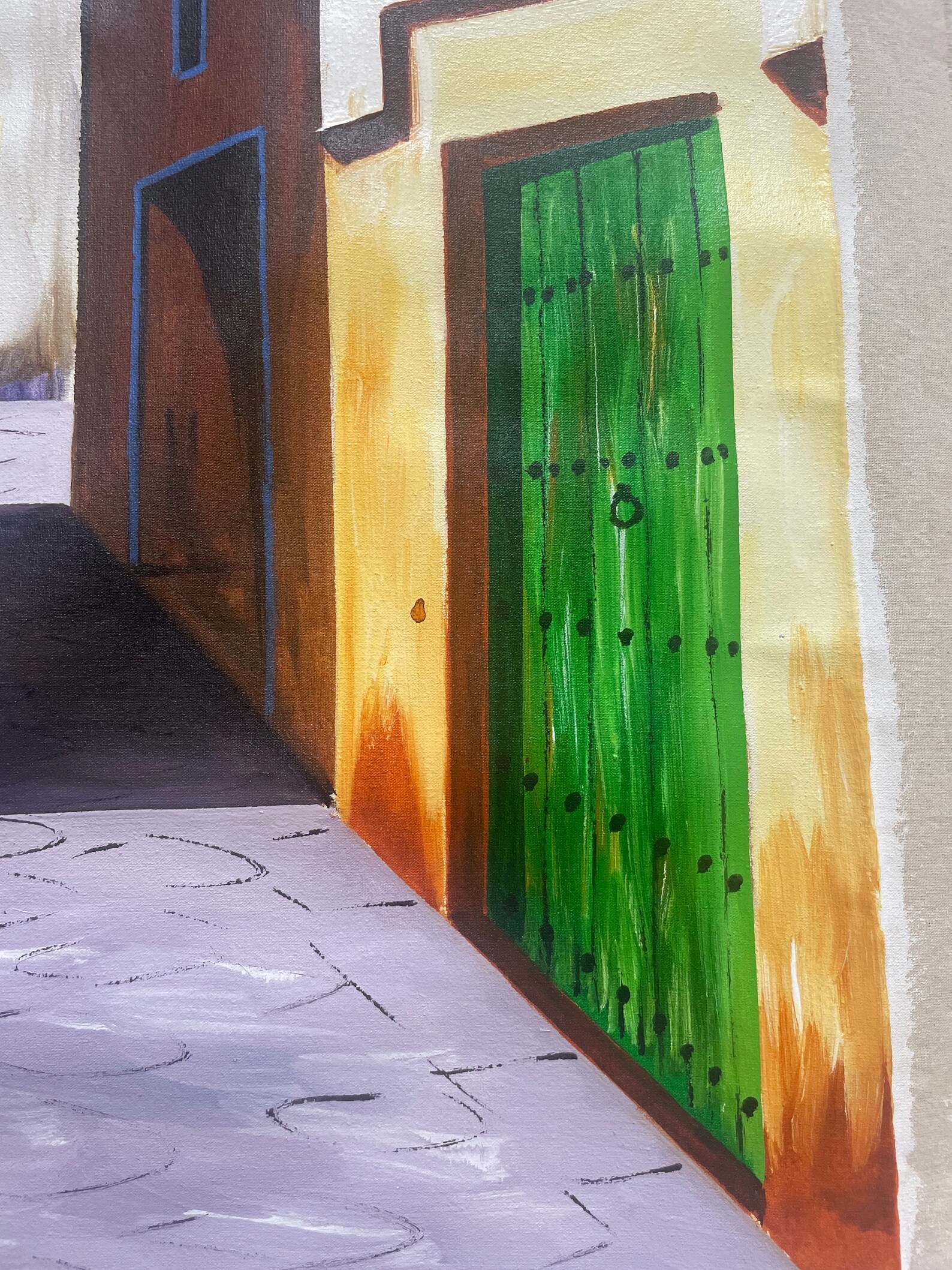 Fes Medina Oil Painting: Moroccan Souk Art, Signed Original (25x30 In ...