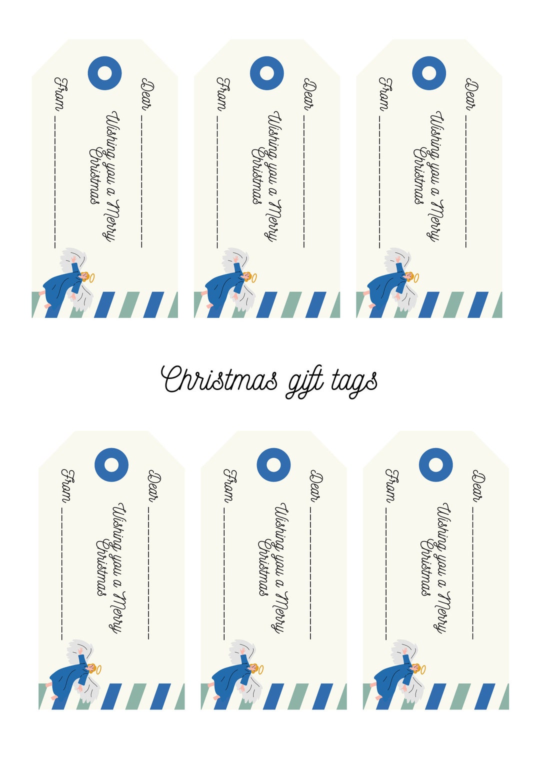 Christmas Gift Tags Angel Design - Etsy