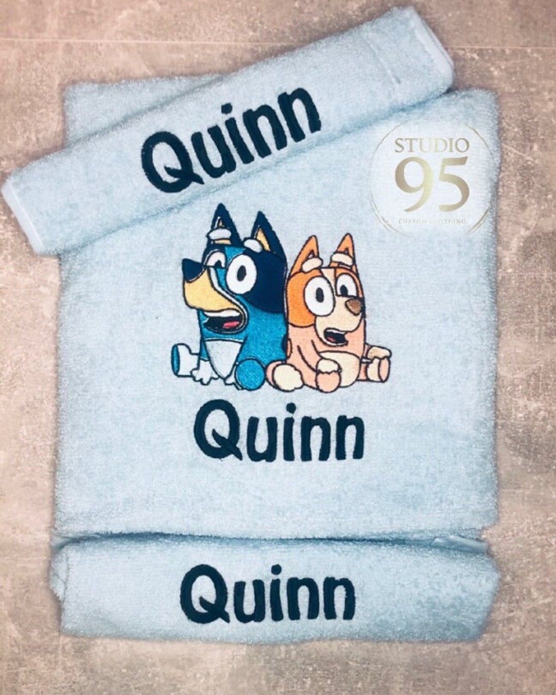 Towel Set Embroidered - Bluey and Bingo - Etsy Australia