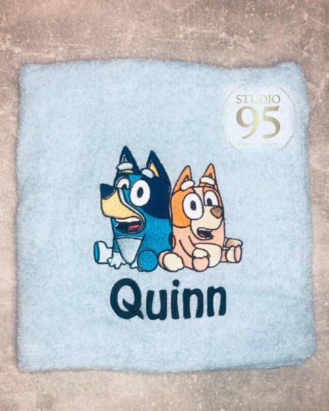Towel Set Embroidered Bluey and Bingo - Etsy