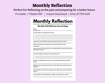 Monthly Intentions and Reflection 2-page Planner Printable Digital Download US Letter A4 - Etsy