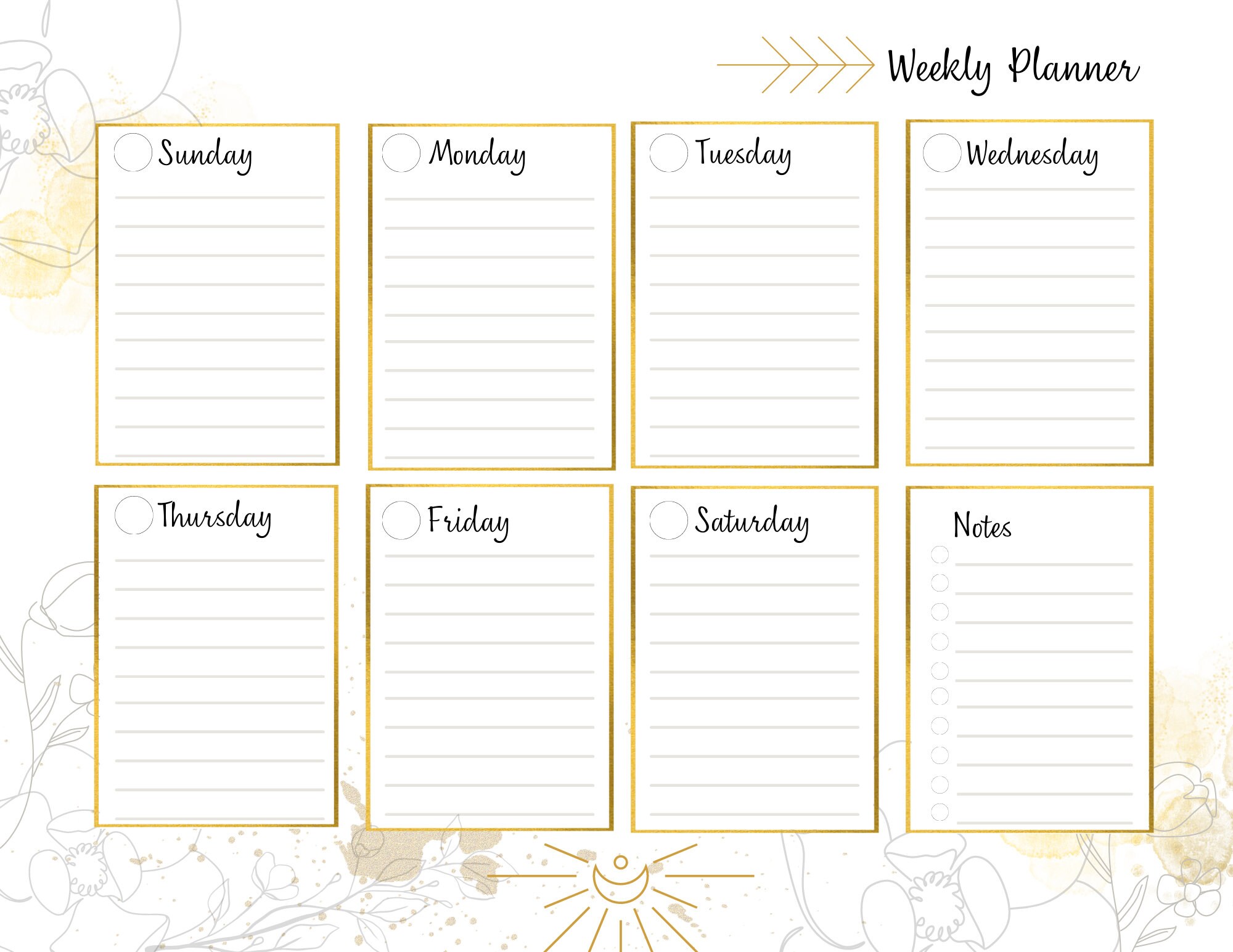 Weekly Planner Printable 11x8.5 Marble Design Pdf Download - Etsy
