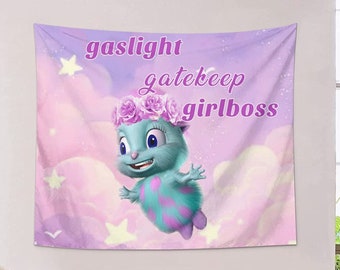Bibble Gaslight Gatekeep Girlboss Tapestry, Hostel Dorm Decor, Funny ...