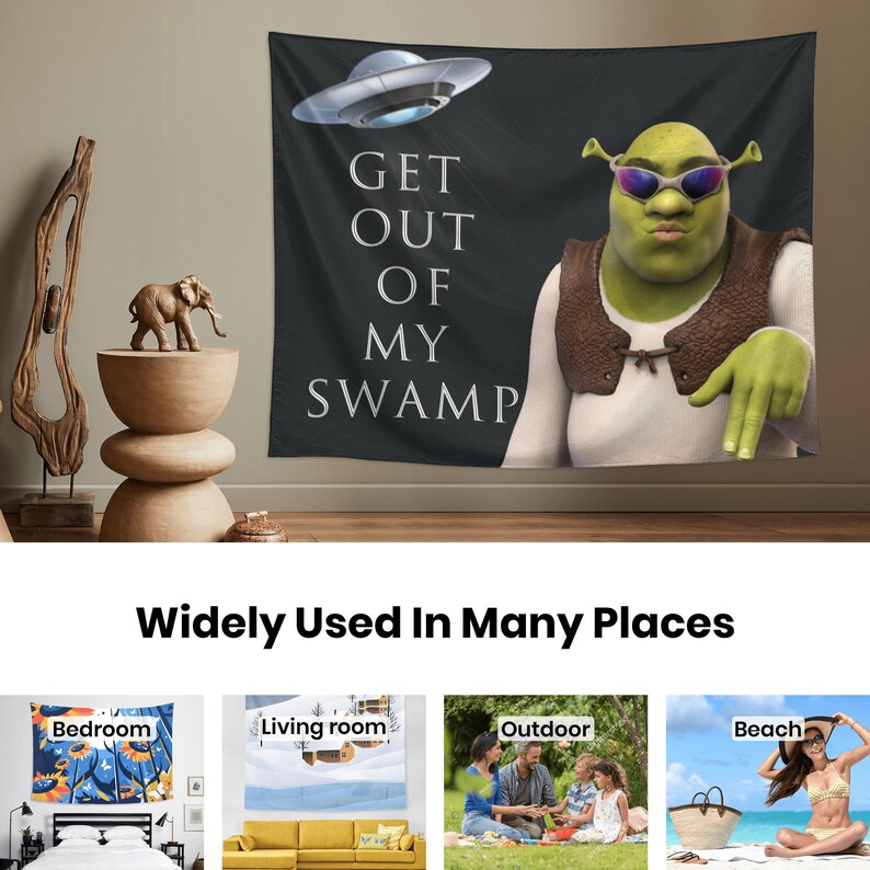 Get Out of My Swamp Meme Funny Tapestry Shrek Tapestries Wall - Etsy