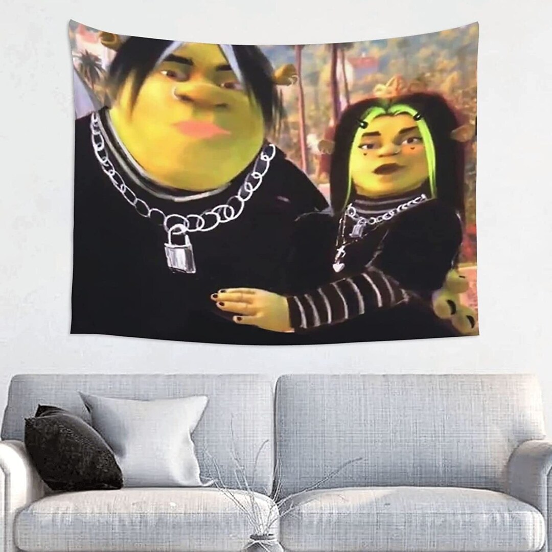 Shrek Tapestry Eboy Shrek and Egirl Fiona Funny Tapestrys Meme ...