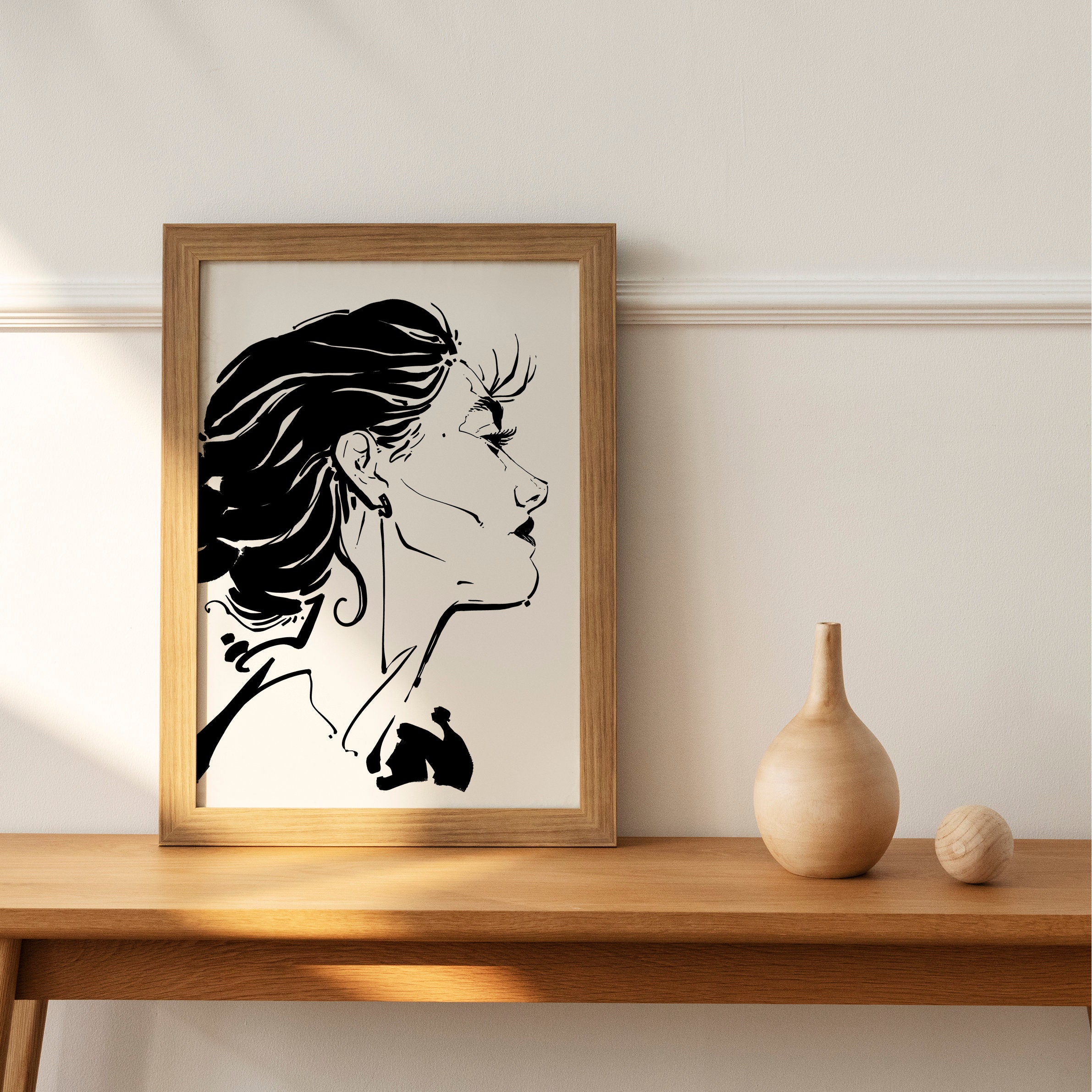 Minimalist Portrait Poster – Black and White Abstract Line Art - Etsy