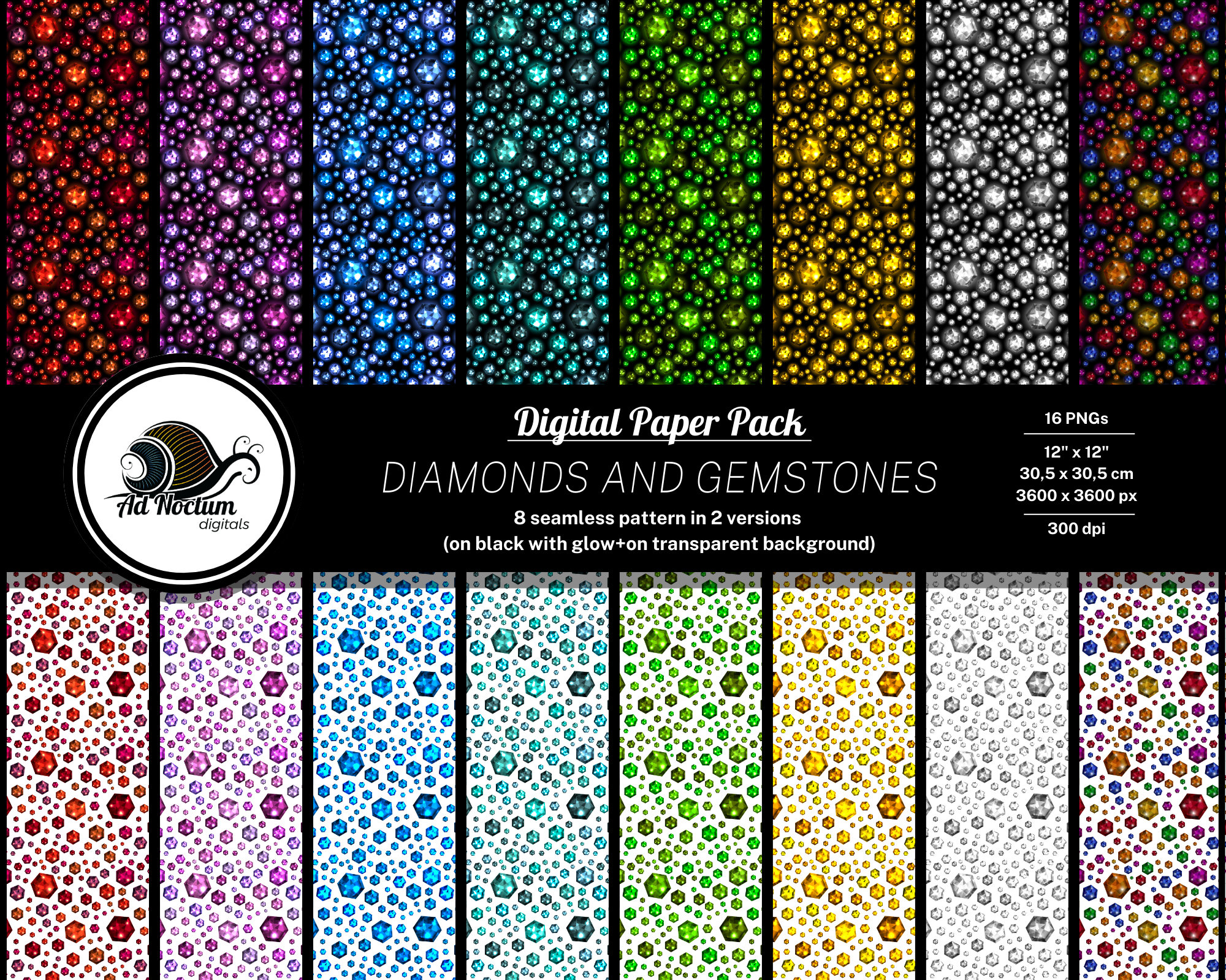 Seamless Gemstone Digital Paper, Jewels Clipart (digital Download) - Etsy