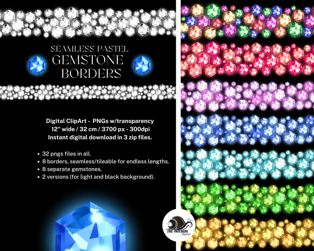 Pastel Diamond Borders Digital Png Overlays, Seamless Borders of ...