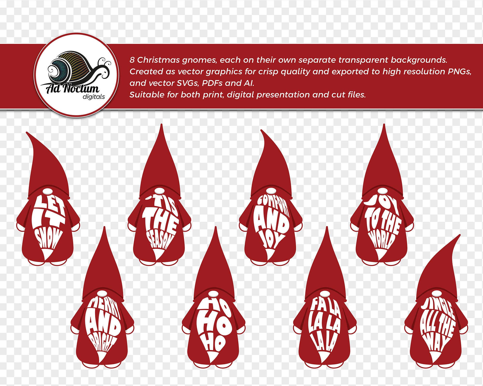 Gnome Clipart, Funny Scandinavian Gnomes With Xmas Phrases, Svg, Pngs ...