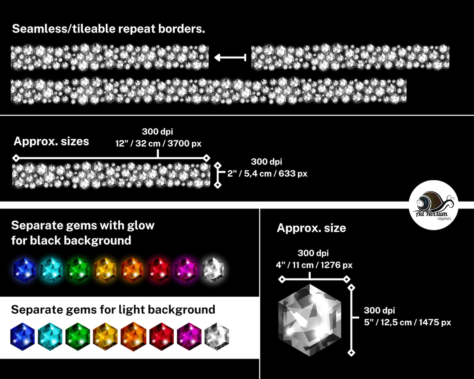 Gemstone Border Clipart, Diamond, Jewel, Rhinestone Overlays (PNG ...