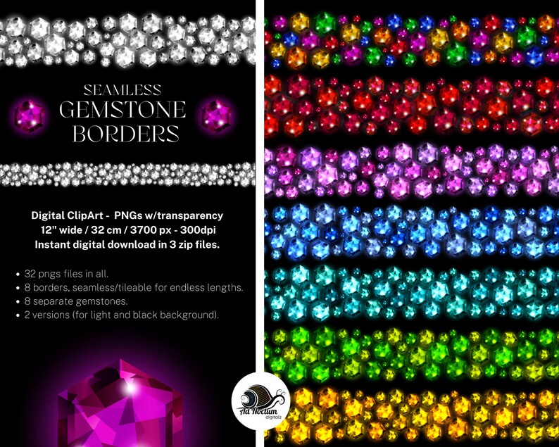 Diamond Borders Digital Clipart Png Overlays, Seamless Borders of ...