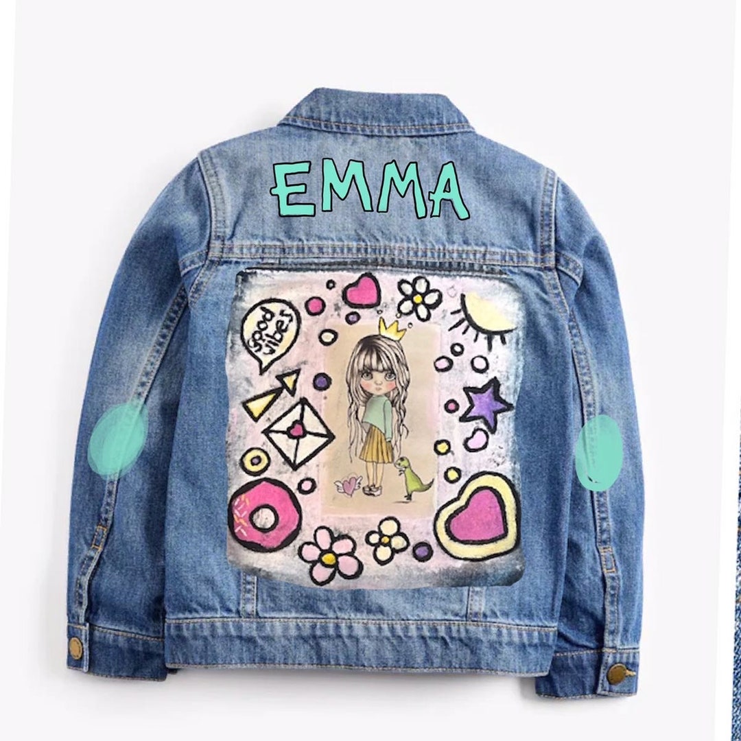 Personalised Hand Painted Custom Denim Jacket Kids . Girls Jean Jacket ...